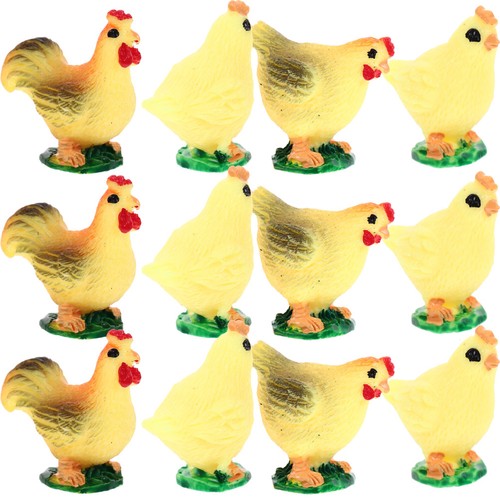 24 Pcs Animal Figurines Chicken Statue Garden Statues Decorations | eBay UK
