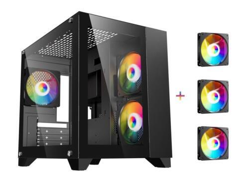 DIYPC ARGB-Q3.v2-BK Black USB3.0 Tempered Glass Micro ATX Gaming ...
