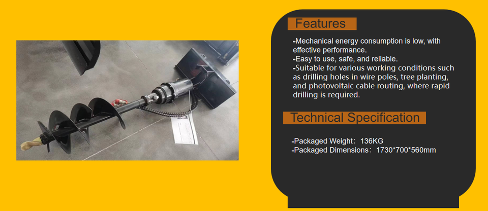 Agrotk M-AG Hydraulic Auger Mini Skid Steer Attachment 12inch for Micro ...