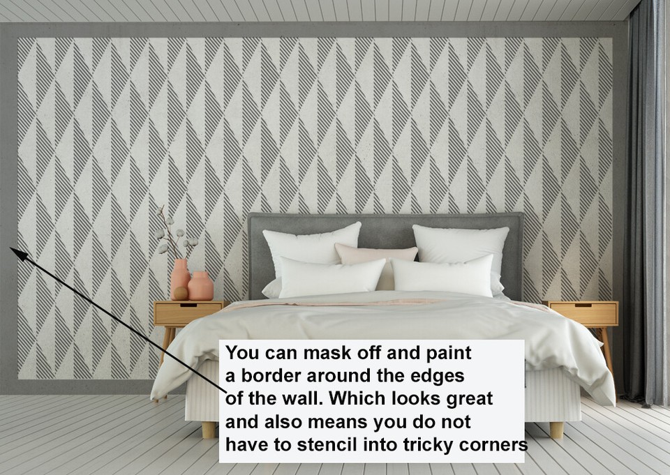 SHADOW DIAMONDS Abstract Geometric Shapes Wall Stencil, Minimalist ...