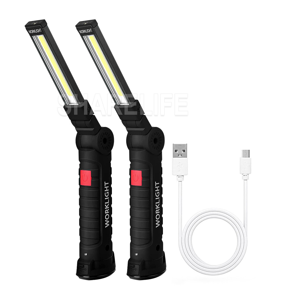 Portable COB LED Work Light Car Garage Mechanic USB Rechargeable Torch ...