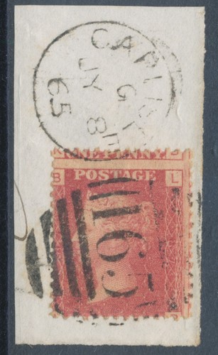 GB QV LE 1d pl.87 (LB) on piece superb used w Duplex postmark „CARLISLE ...