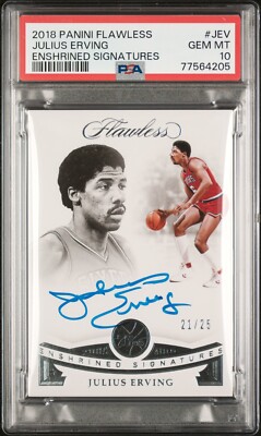 2018-19 PaninI Flawless Enshrined Signatures Julius Erving /25 Auto PSA ...
