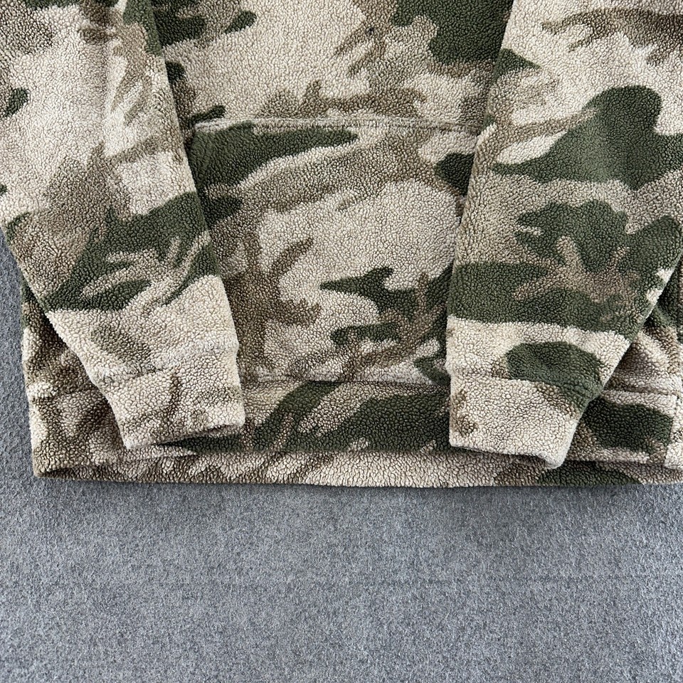 Cabelas Sweater Mens L Brown Green Camo Woolite Windshear Berber Fleece ...