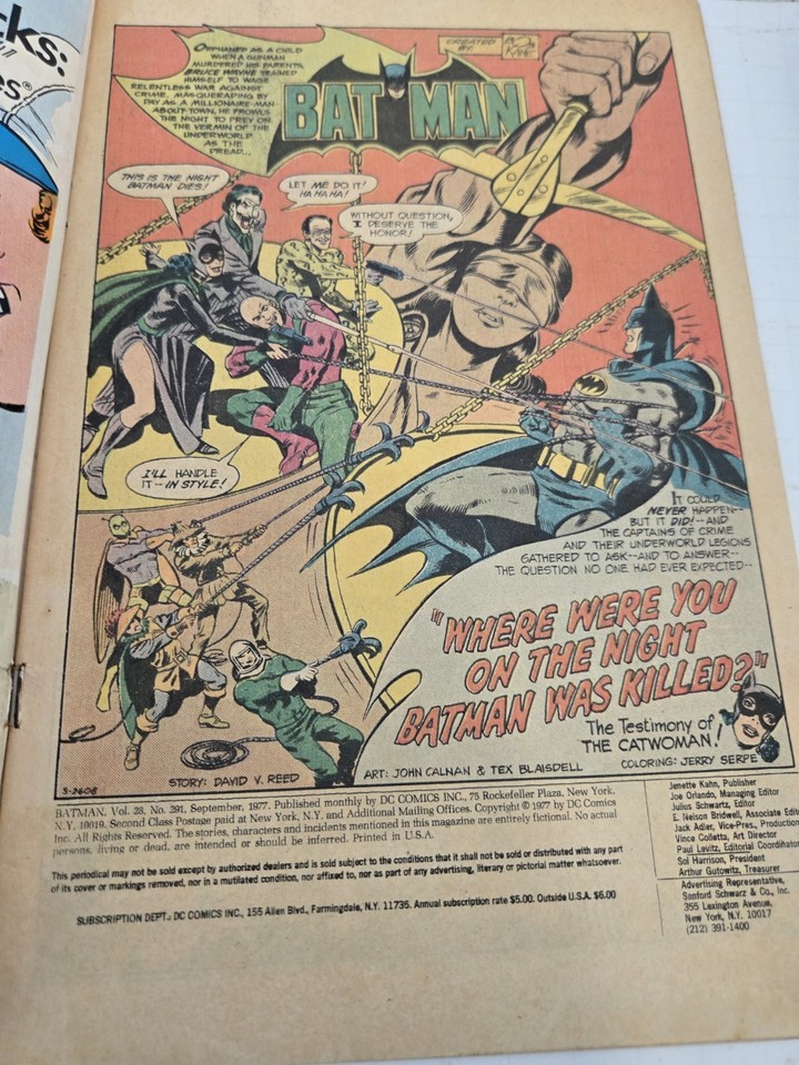 Batman #291 Cover art by Jim Aparo Featuring Batman's Rogue's Gallery ...