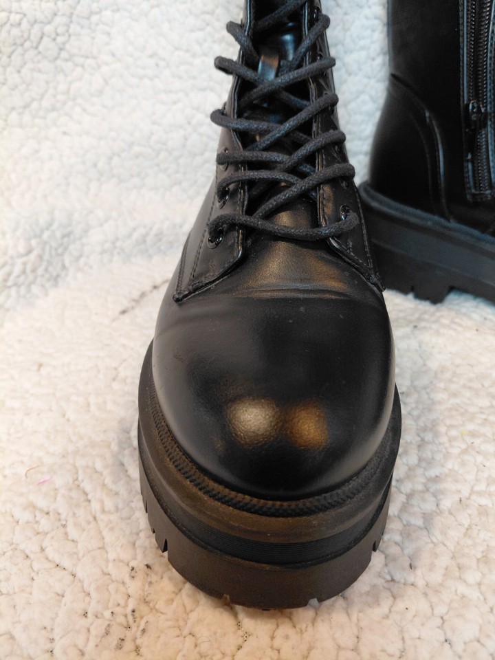Primark Women’s Black Zippered & Lace-Up Combat Boots Chunky Size. 6 | eBay
