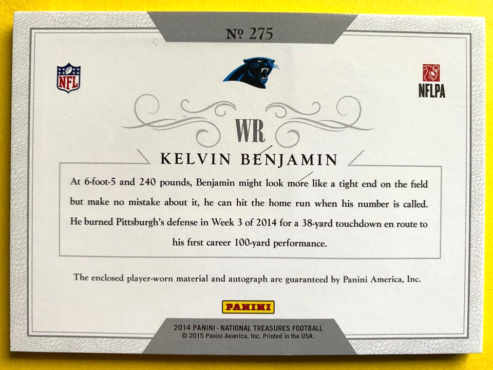 2014 National Treasures Century Silver Kelvin Benjamin Patch Autograph ...