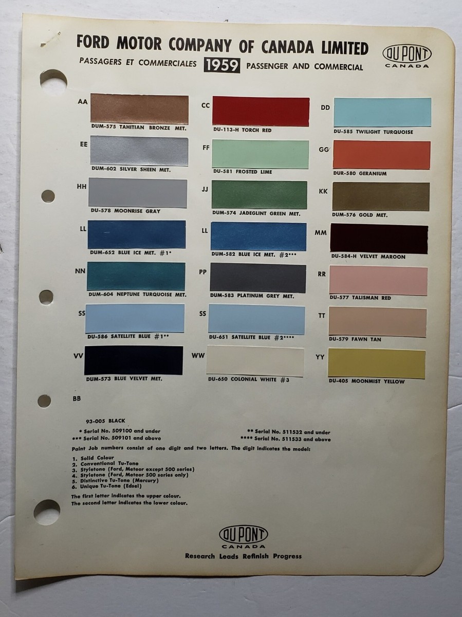 Ford Paint Color Chart 36 Best FORD Colors Images | Ford, Car Paint