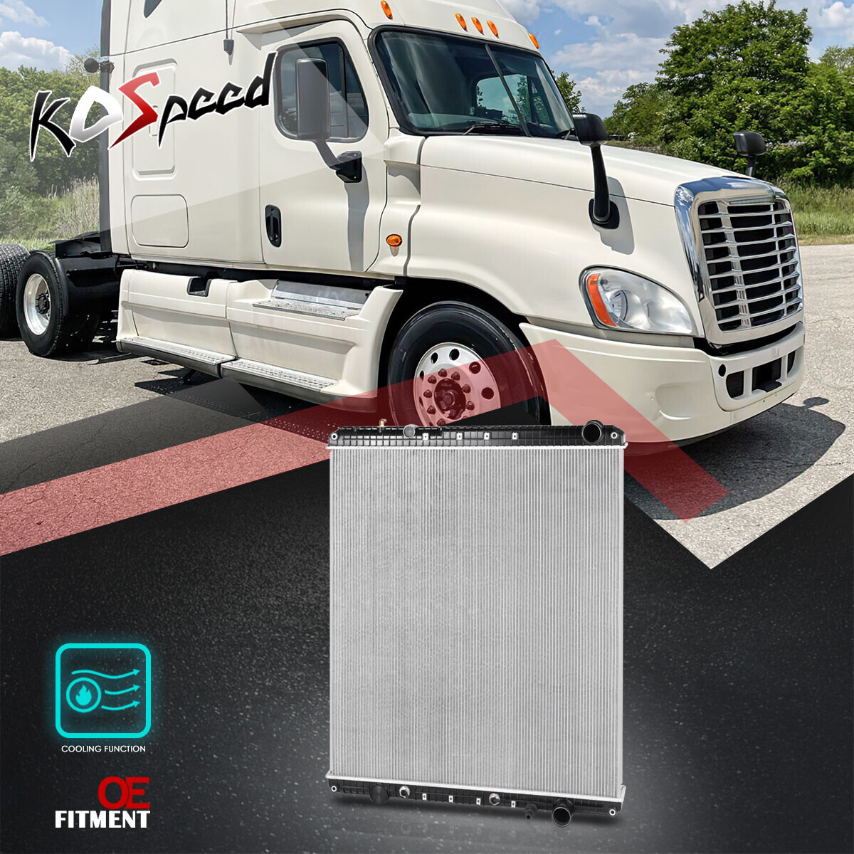 2-Row Aluminum Radiator for Century Class Argosy Cascadia Columbia 2008 ...