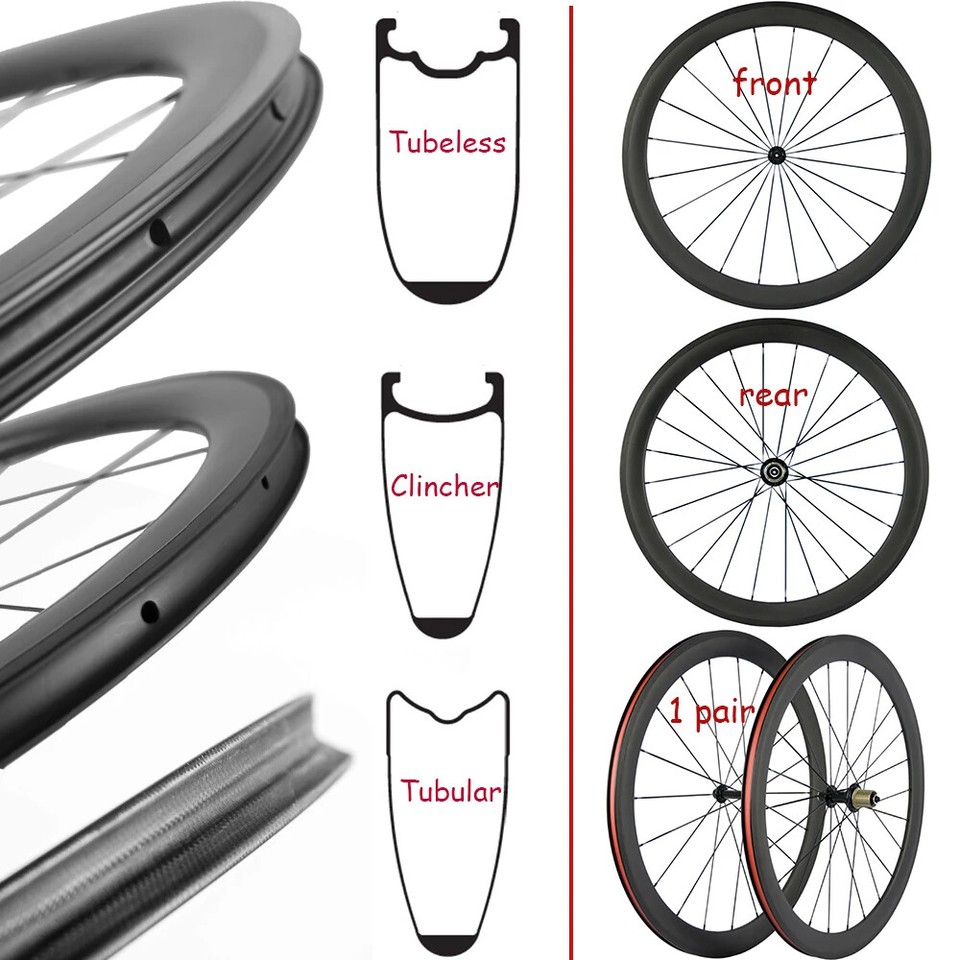 Carbon Bicycle Wheelset Depth 38/50/60/88mm Clincher Tubular Road Bike ...