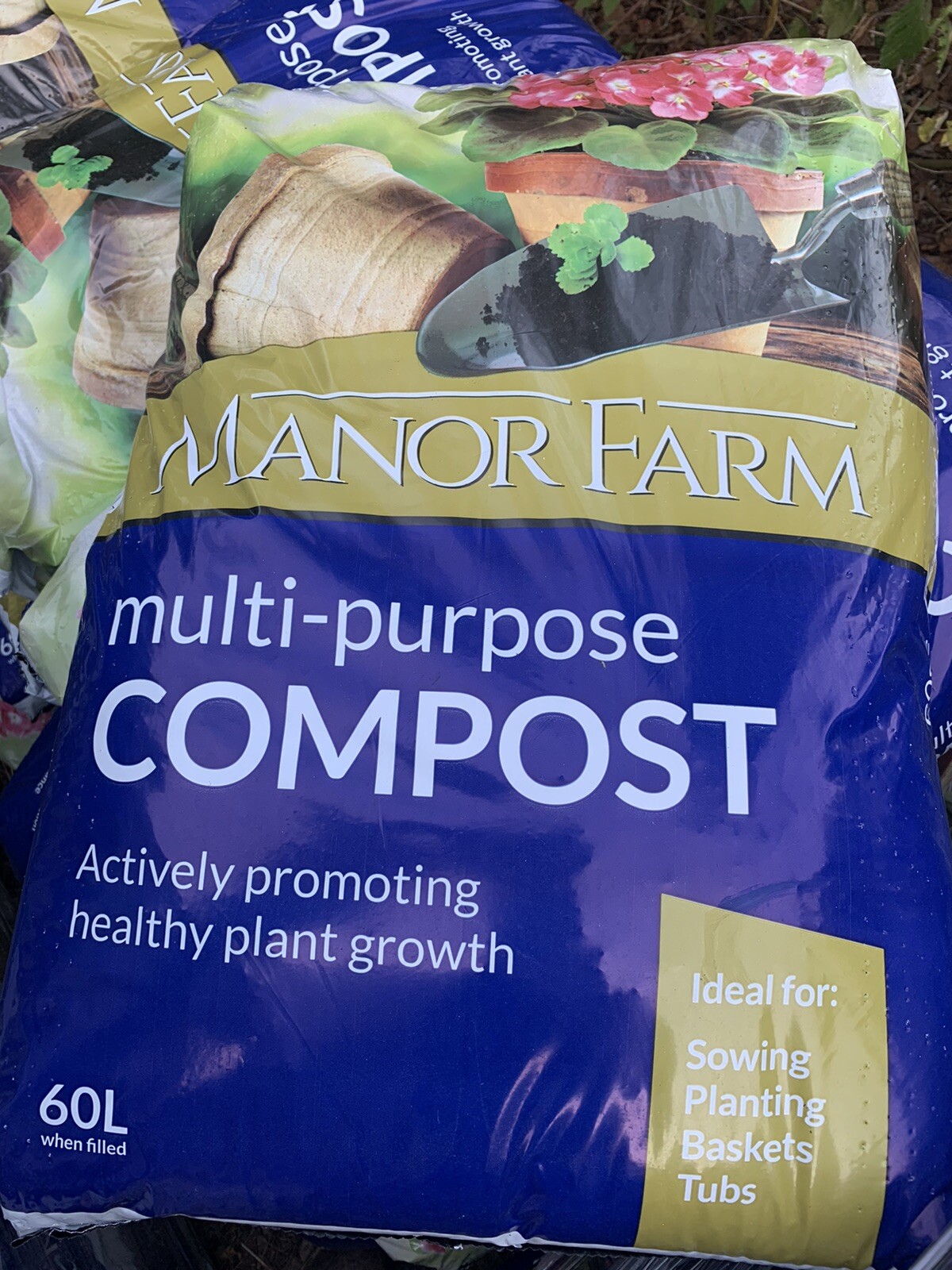 60lt MANOR FARM MULTI PURPOSE PEAT COMPOST - BUY 2 GET PAIR OF GLOVES ...