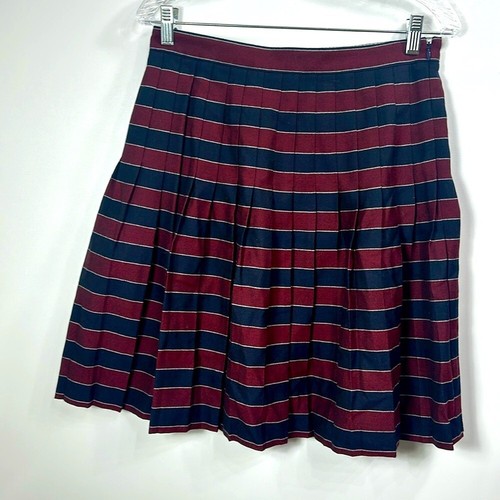 Brooks Brothers Red Fleece Blue and Maroon Pleated Plaid Wool skirt ...