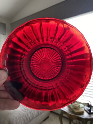 Depression Glass Royal Ruby Old Cafe 8" Low Candy Dish | eBay