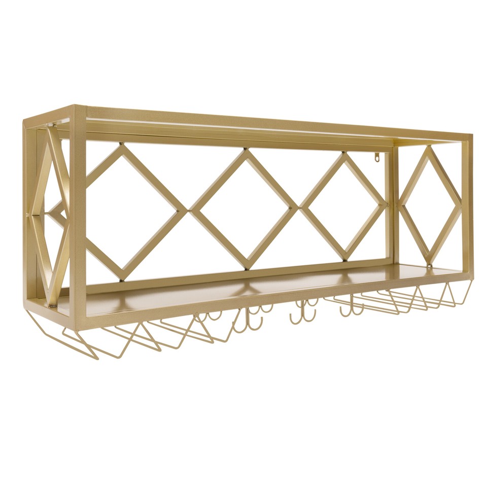 Wall-mounted Inverted Wine Rack Iron Bottles Holder Hanging Shelf ...