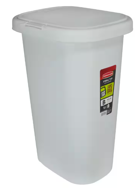 Rubbermaid 13 Gallon Rectangular Spring-Top Lid Wastebasket Trash Can ...