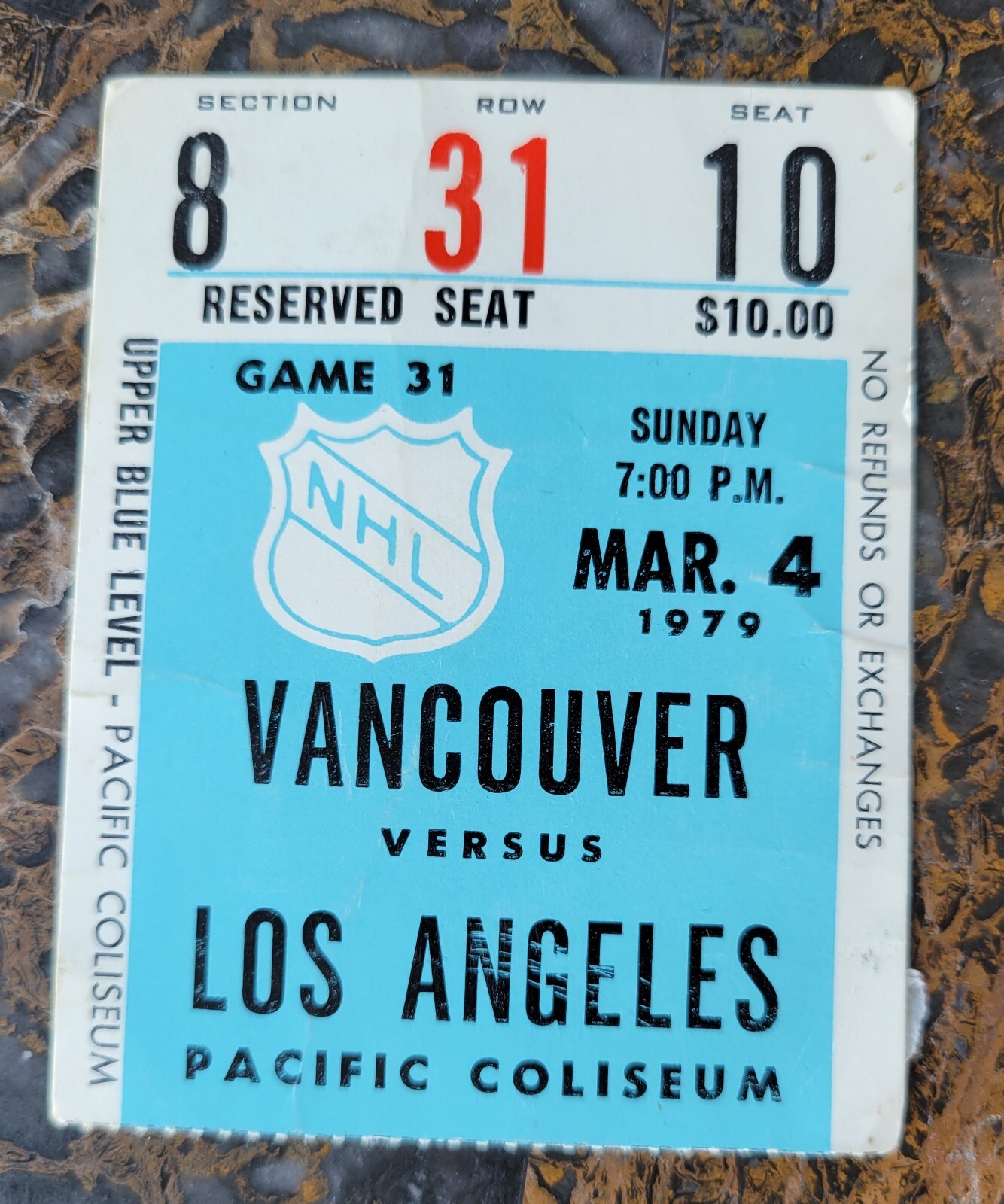 Los Angeles Kings at Vancouver Canucks Ticket Stub March 4 1979 Marcel ...