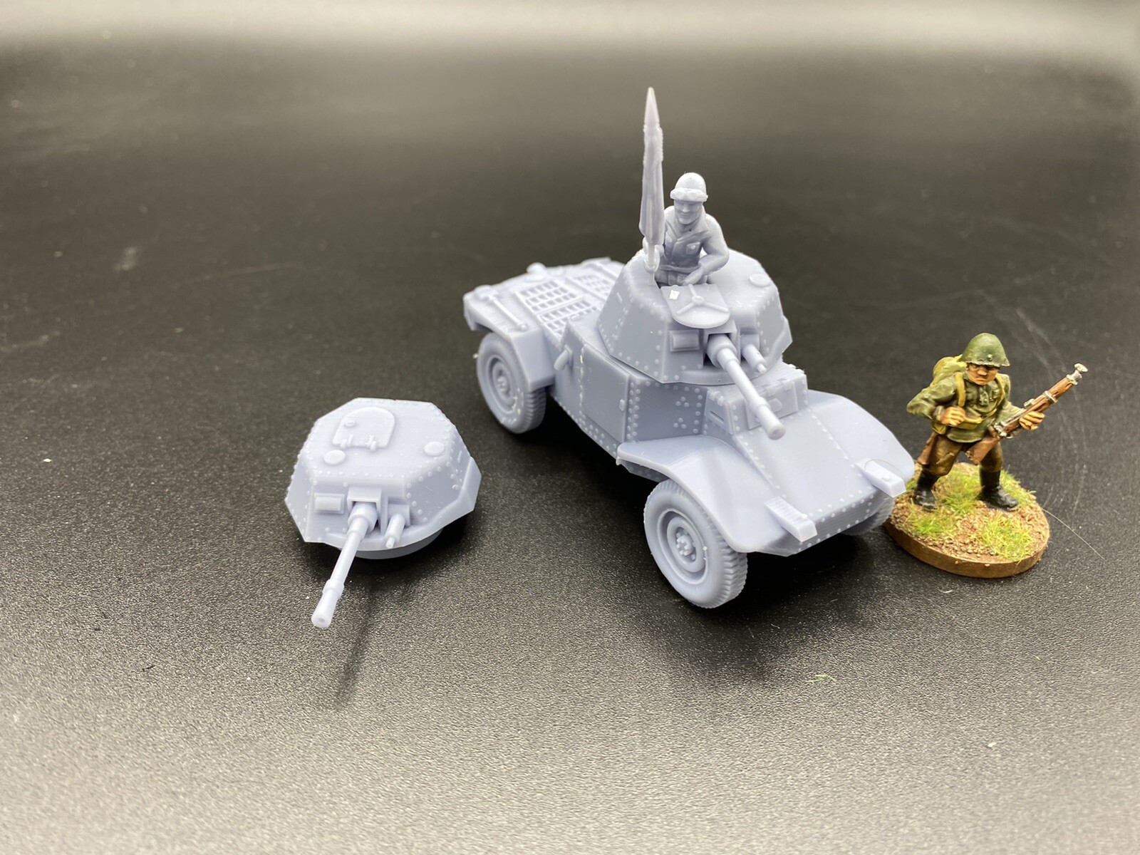 28mm, 1/56, 3D Printed, WW2, French Panhard Scout Car, W/2 Turrets Bolt ...