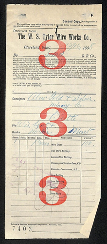 Cleveland, OH W.S. Tyler Wire Works Co. 1898 Alice Gold & Silver Mining ...