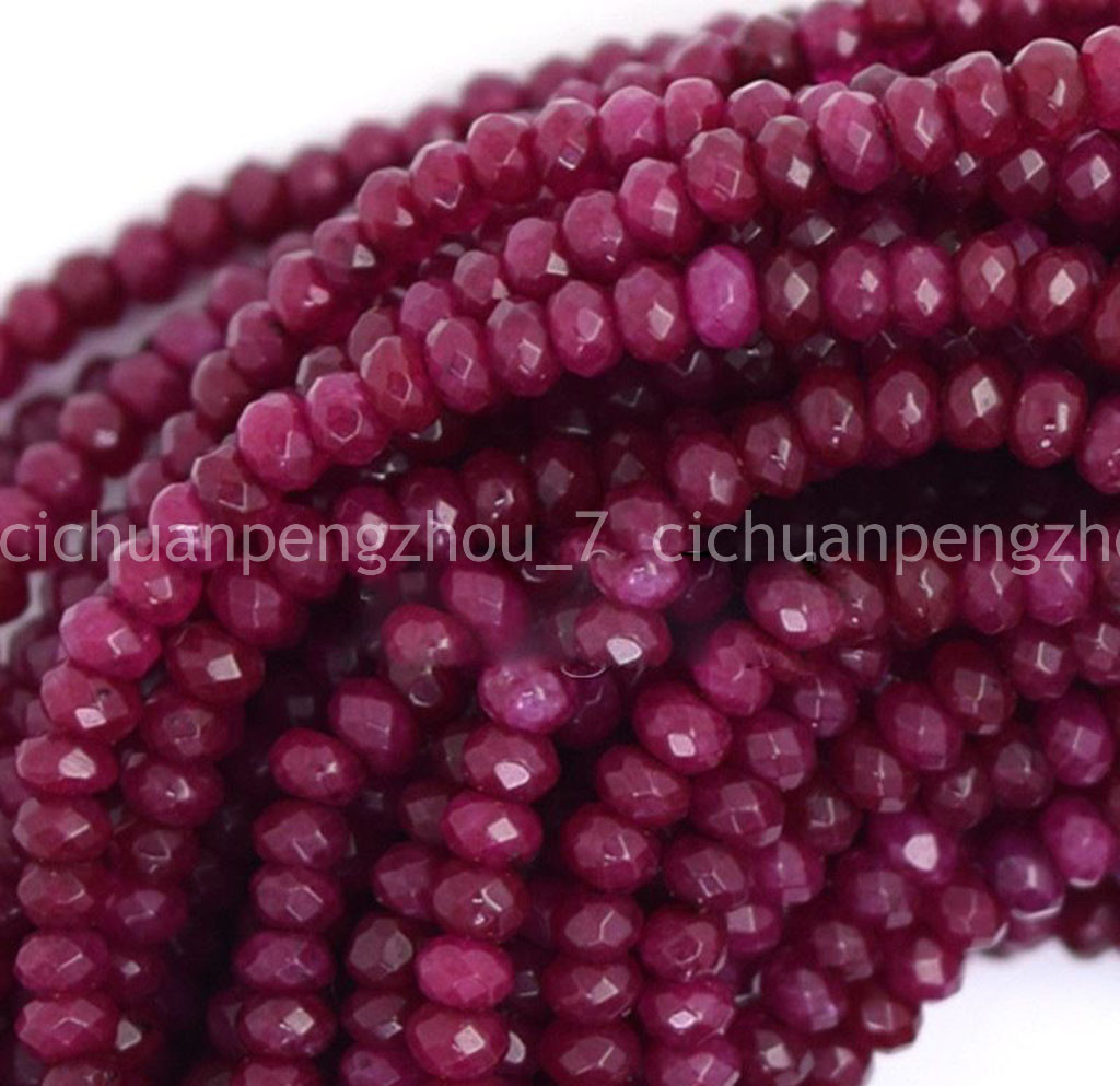 Genuine Natural 4x6mm Faceted Red Jade Abacus Gems Rondelle Loose Beads ...
