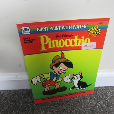 Vintage Golden Walt Disney's Pinocchio Paint With Water Book 1992 New ...
