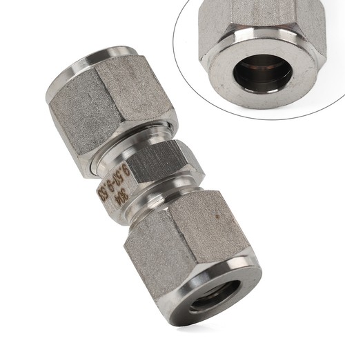 1Pc 3/8" 9.5mm Equal OD Straight Through Ferrule Pipe Tube Connector ...