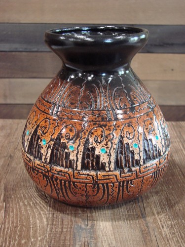 Native American Hand Etched Pottery Signed Dewayne Eskeets | eBay