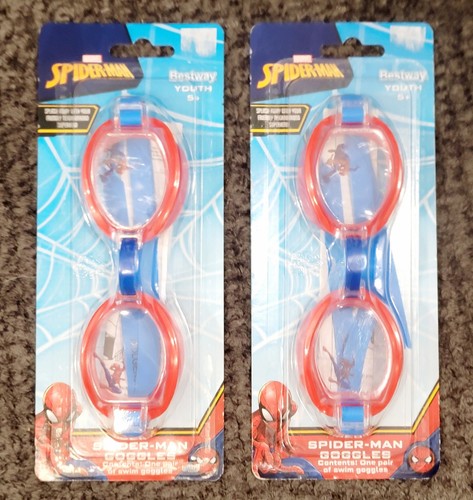 2 PACK Marvel Spider-Man Kids Swim Goggles Age 5+ Soft Silicone Strap ...