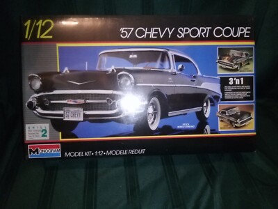 '57 Chevy Sport Coupe Monogram Large 3 in 1 Vintage Model Kit NIB 1:12 ...