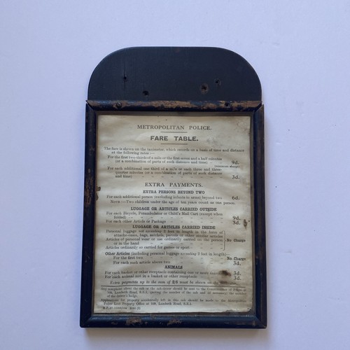 Vintage Metropolitan Police Fare Table - Framed Historical Document | eBay