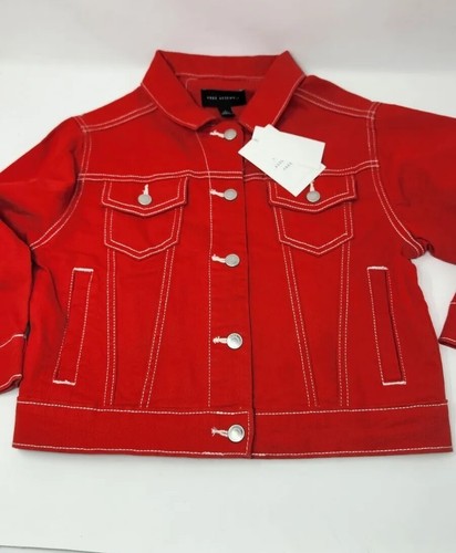 Free Assembly Girls Red Denim Jacket Stretchy, SUPER CUTE Size 6/6X NWT ...