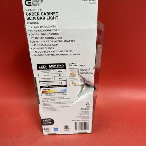 Commercial Electric 9 in. 2-Bar Plug-in LED Under Cabinet Light, Silver ...