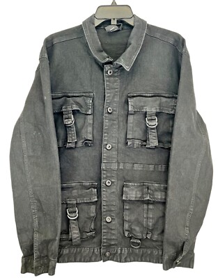 Smoke Rise Jacket Mens XL Black Denim Grunge Mall Goth Coat JJ22507 ...