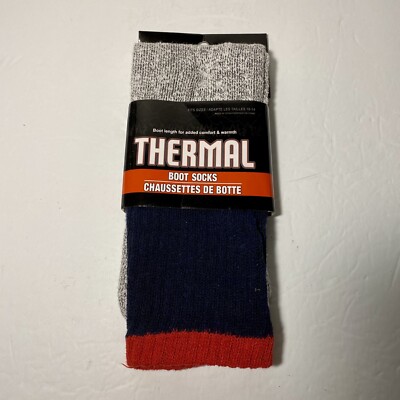 Thermal Boot Socks Fits Sizes 10-14 Gray / Black / Red Adult Socks ...