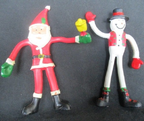 1989 SANTA CLAUS and SNOWMAN Christmas Bendy Toys ~ Lot of 2 | eBay