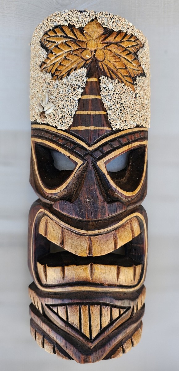 Tribal Tiki Mask OMA Set Of (3) Wooden Tiki Mask Wall Hangings With