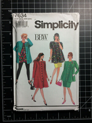 Simplicity #7634 ~ Pattern BBW Dress Skirt Leggings ~ Misses 26 28 30 ...