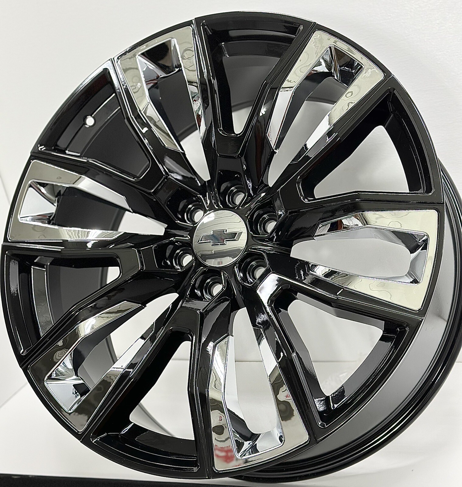 22" Gloss Black Chrome OE 95513 SHO Replica Wheels Chevy Tahoe Suburban ...