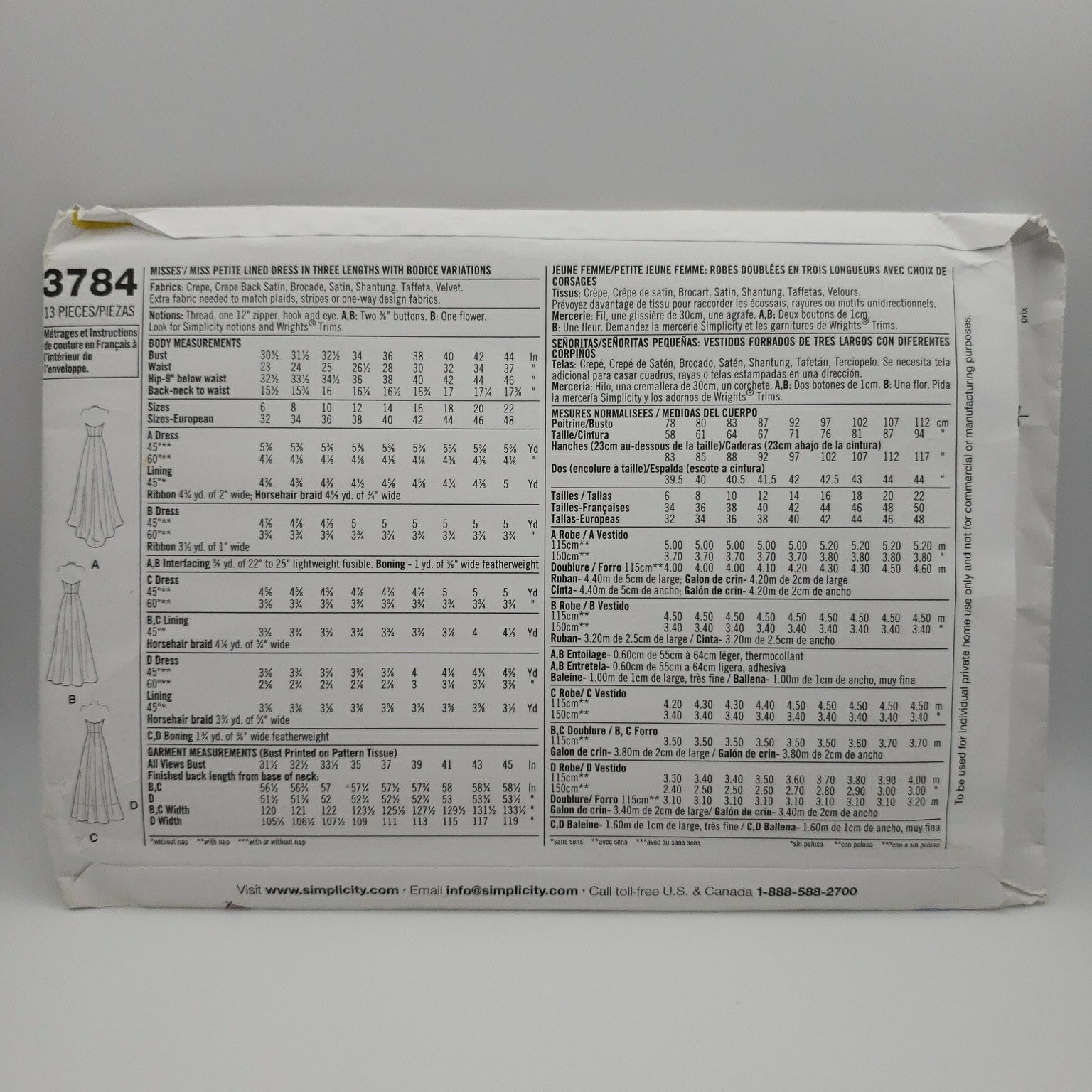 Simplicity Pattern 3784 MS Laura Lynn Coll Lined Halter Dress in 3 ...