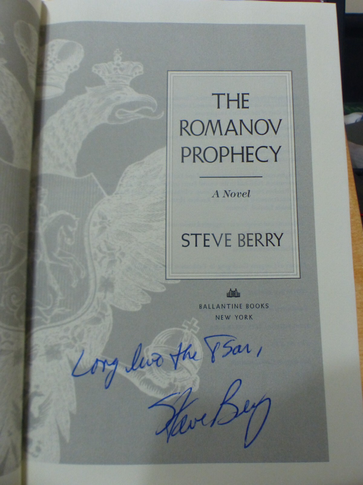 Steve Berry "The Romanov Prophecy" Author signed 1st Edition 1st ...