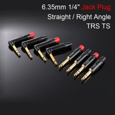 6.35mm 1/4" Jack Plug Stereo TRS TS Straight / Right Angle Jack Plug ...