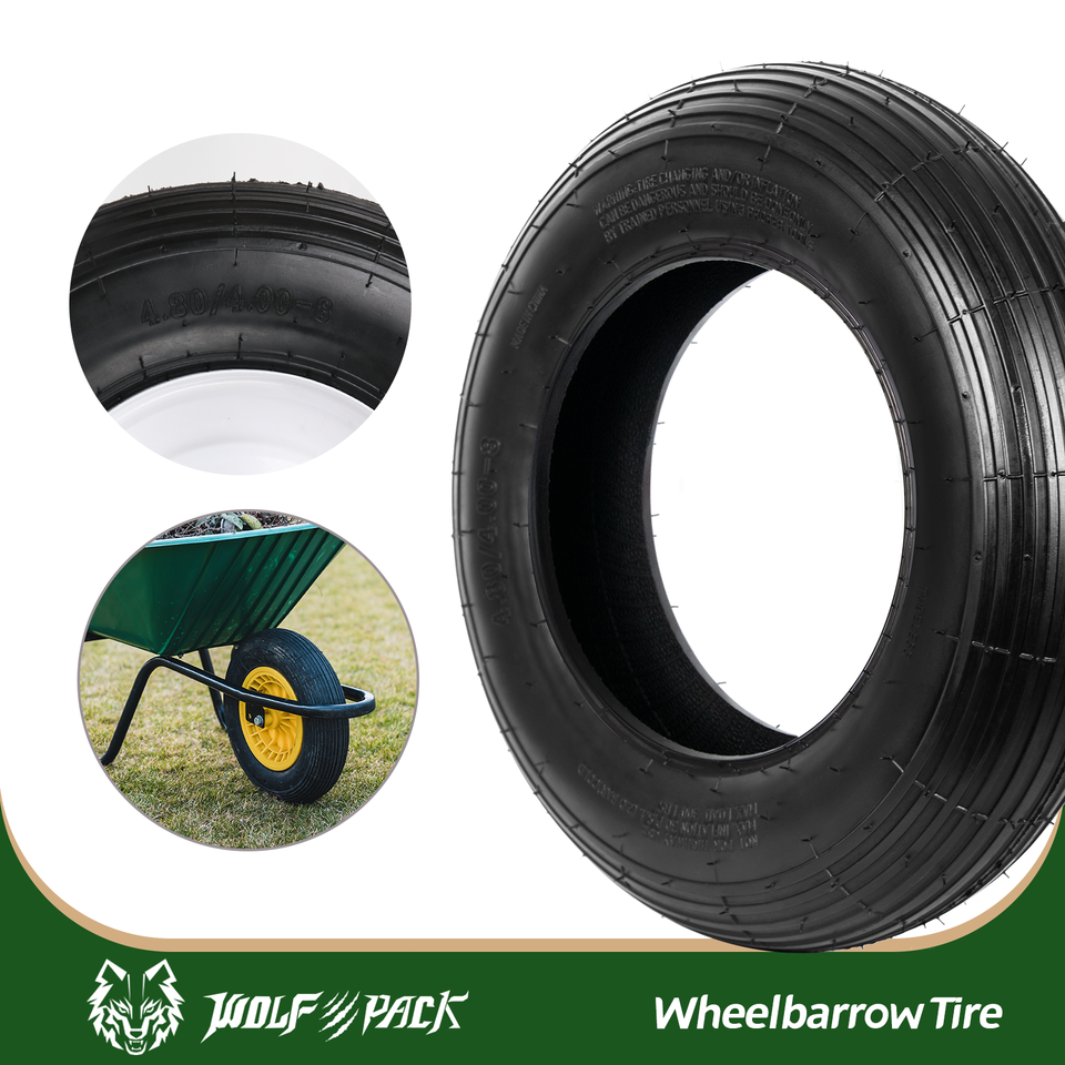 2 Pcs 4.80/4.00-8 Tires 4.80x4.00-8 8" Wheelbarrow Tire, Rib Tread,4 ...