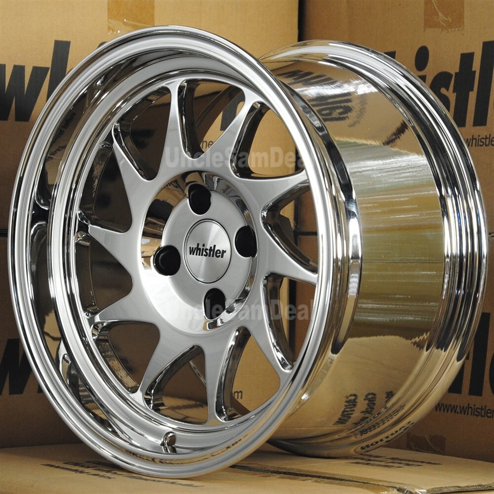 15x8 4x100 20 OFFSET WHISTLER KR7 FULL CHROME 10 SPOKES WITH LIP 4 ...