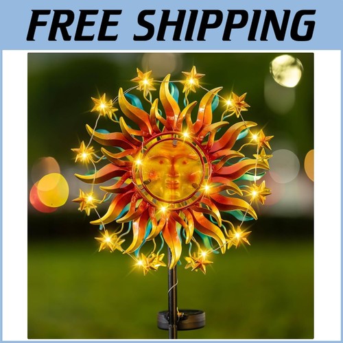 Lightweight 60.3-Inch Solar Wind Spinner with Shimmering LED String ...