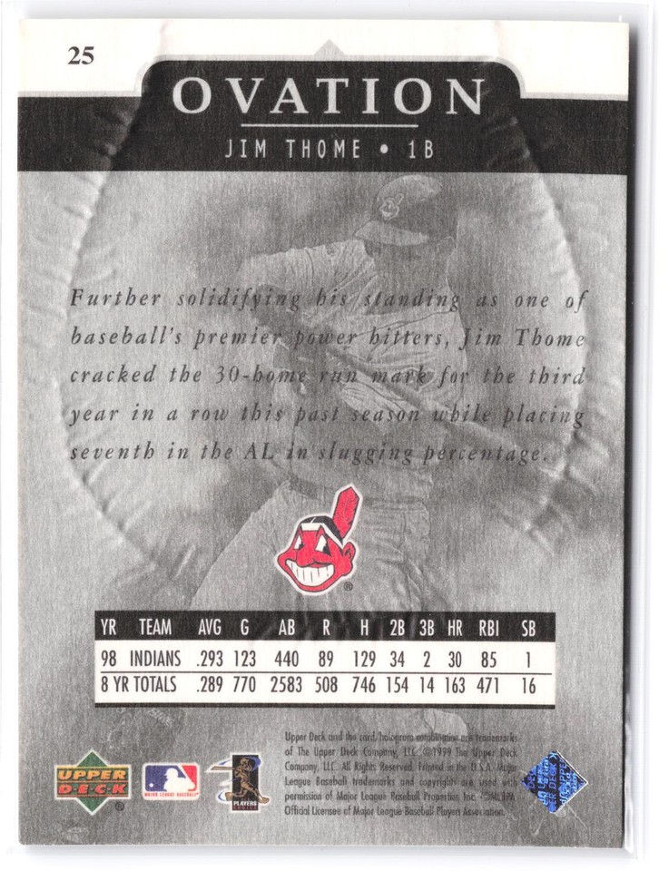 1999 Upper Deck Ovation #25 Jim Thome | eBay
