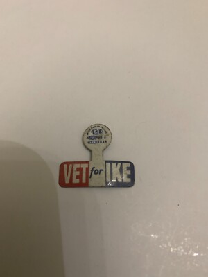 Vintage 1952 Dwight D Eisenhower Vet Veterans Ike Tab Campaign Pinback ...