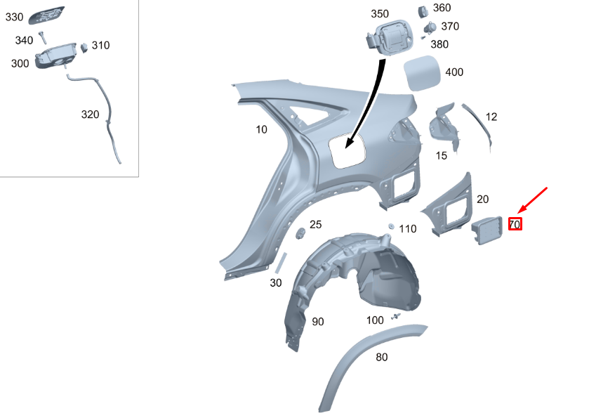 MERCEDES-BENZ GLE W167 Rear Fender Right Vent Flap A1678308804 NEW ...