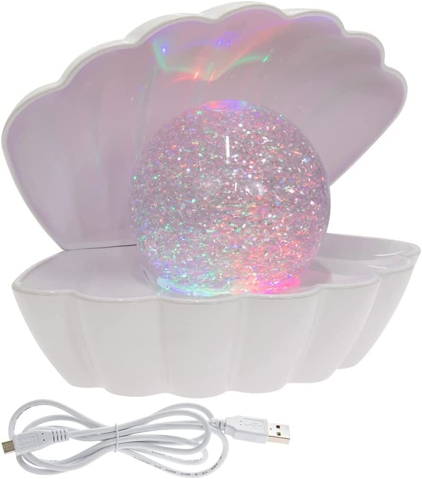 Glitter Pearl Sea Shell Colour Changing LED Mood Light - Colour Choice ...