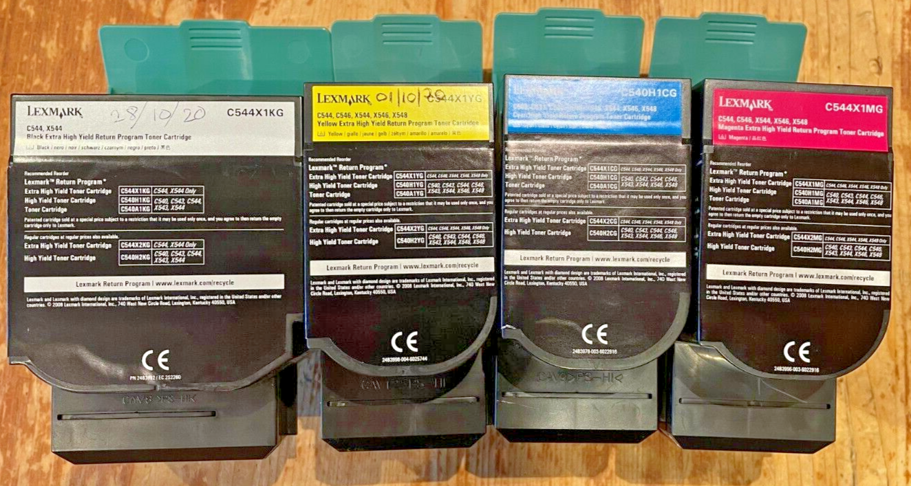 Genuine Lexmark C544 Cart Set C544X1KG C544X1CG C544X1MG C544X1YG ...