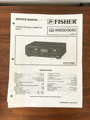 Fisher CR-W9030 CR-W9040 Cassette Service Manual *Original* | eBay