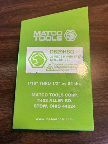 Matco Tools 29 Piece Hyper-step Drill Bit Set DB29HSG | eBay